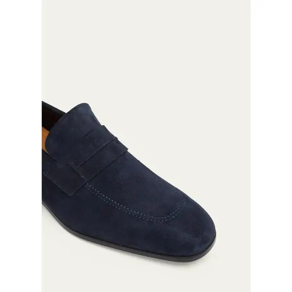 TOM FORD Sean Suede Penny Loafers - Black