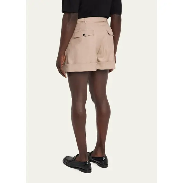 Saint Laurent Wool And Cotton Tailored-fit Belted Shorts
