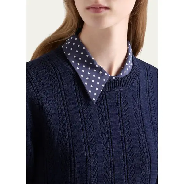 Prada Openwork Cotton Mini Dress - Blue