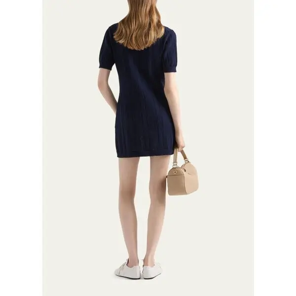 Prada Openwork Cotton Mini Dress - Blue