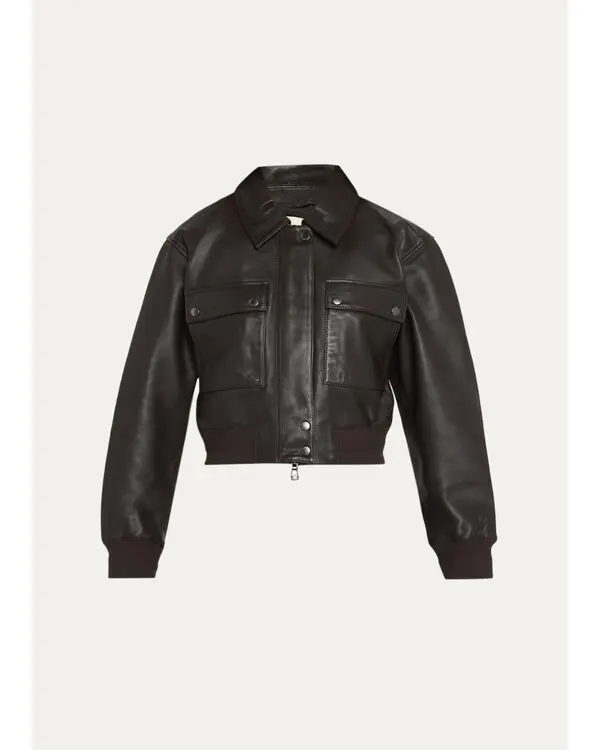 L'Agence Clotilde Leather Bomber Jacket
