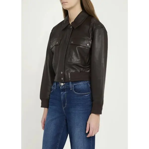 L'Agence Clotilde Leather Bomber Jacket