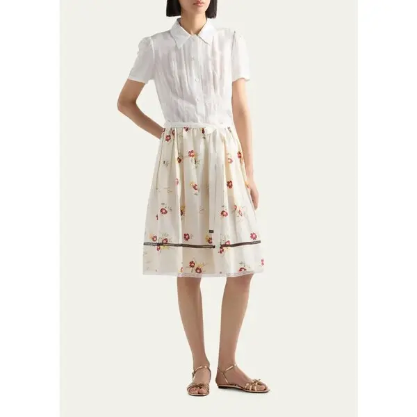 Prada Floral Print Linen Skirt