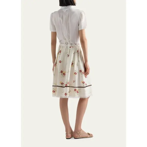 Prada Floral Print Linen Skirt