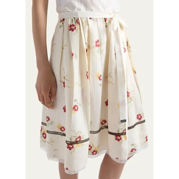 Prada Floral Print Linen Skirt