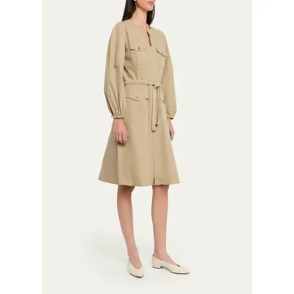 Moncler Pleated Poplin Dress