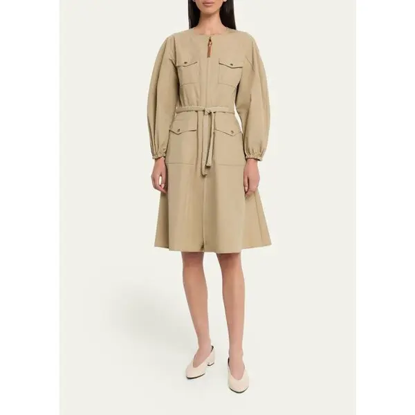 Moncler Pleated Poplin Dress