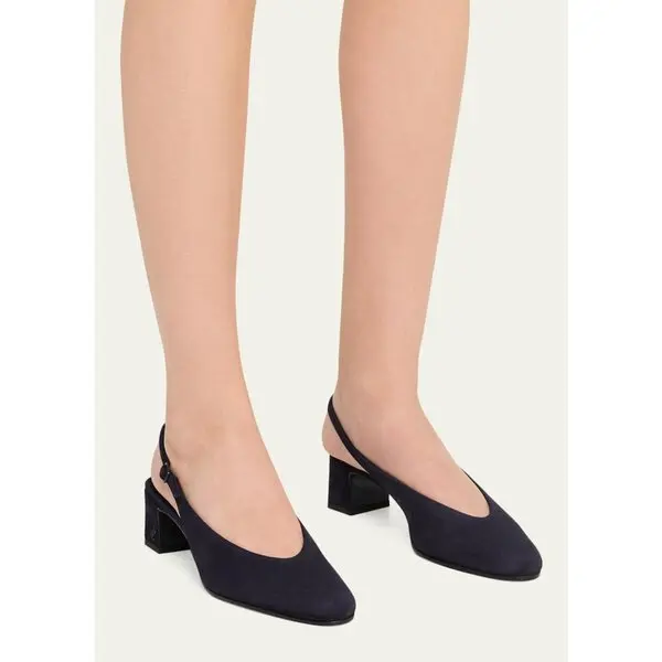 JIMMY CHOO 45mm Eyla Suede Slingback Pumps - Marine