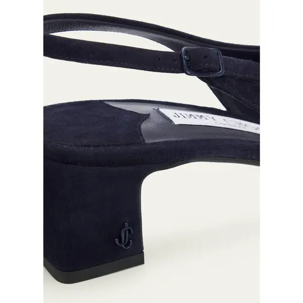 JIMMY CHOO 45mm Eyla Suede Slingback Pumps - Marine