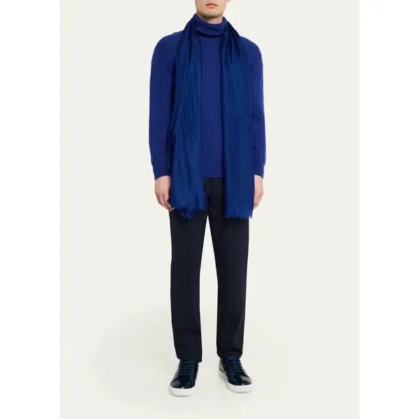 PIACENZA CASHMERE 1733 Cashmere Eyelash Fringe Solid Scarf - Cobalt