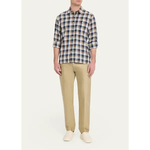 Officine Générale Younes Cotton And Linen Plaid Button-down Shirt