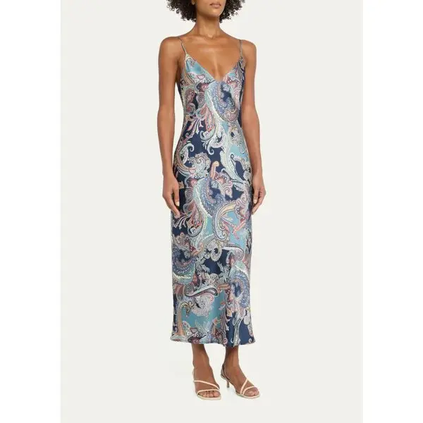 L'Agence Seridie Paisley Mid-length Slip Dress