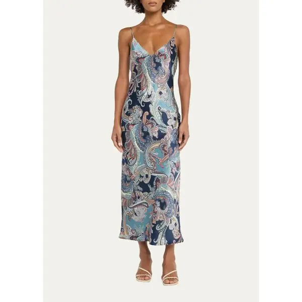 L'Agence Seridie Paisley Mid-length Slip Dress