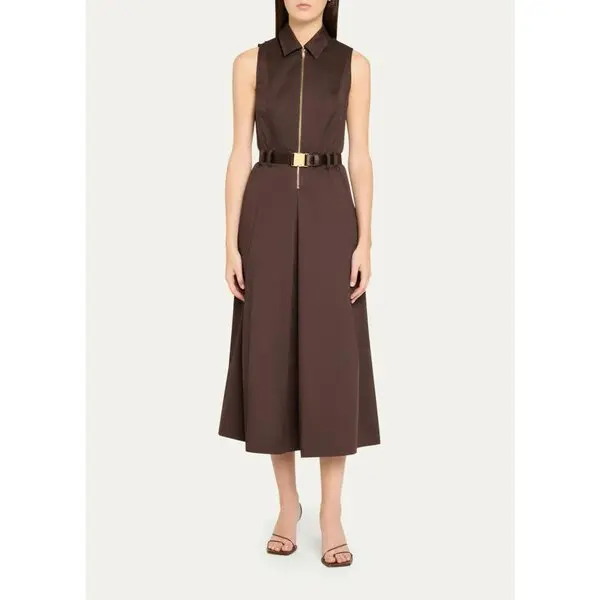 L'Agence Kolton Sleeveless Belted Midi Dress