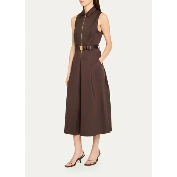 L'Agence Kolton Sleeveless Belted Midi Dress