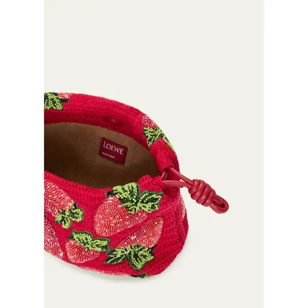 Loewe X Paula's Ibiza Strawberry-beaded Crochet Clutch Bag