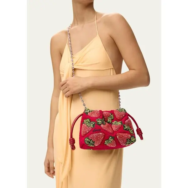 Loewe X Paula's Ibiza Strawberry-beaded Crochet Clutch Bag