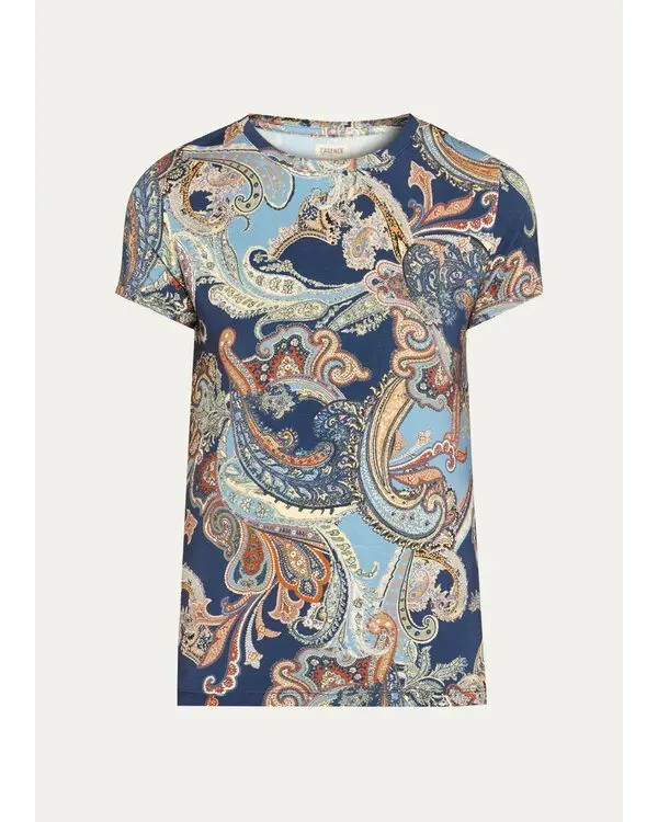 L'Agence Ressi Paisley Short-sleeve Jersey T-shirt - Midnight Multi