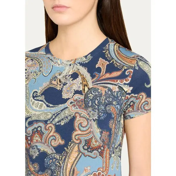 L'Agence Ressi Paisley Short-sleeve Jersey T-shirt - Midnight Multi