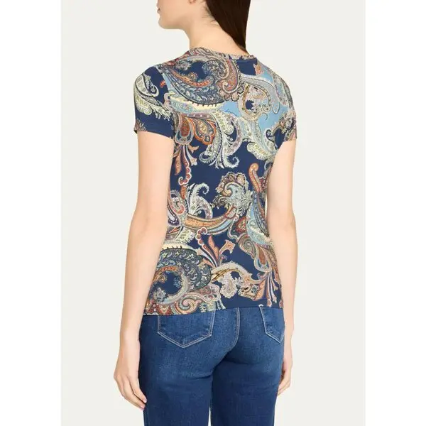 L'Agence Ressi Paisley Short-sleeve Jersey T-shirt - Midnight Multi