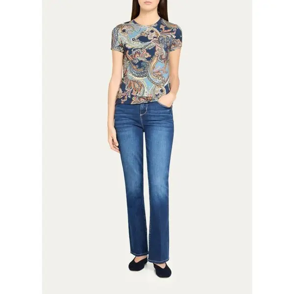L'Agence Ressi Paisley Short-sleeve Jersey T-shirt - Midnight Multi
