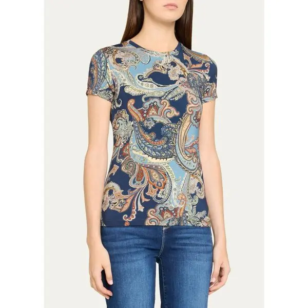L'Agence Ressi Paisley Short-sleeve Jersey T-shirt - Midnight Multi
