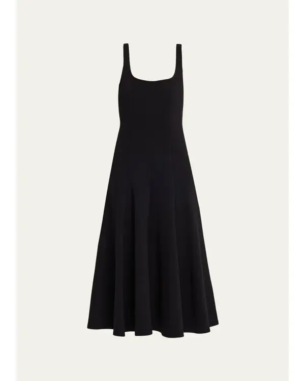 Vince Seamed Square-neck Knit Midi Dress - Black