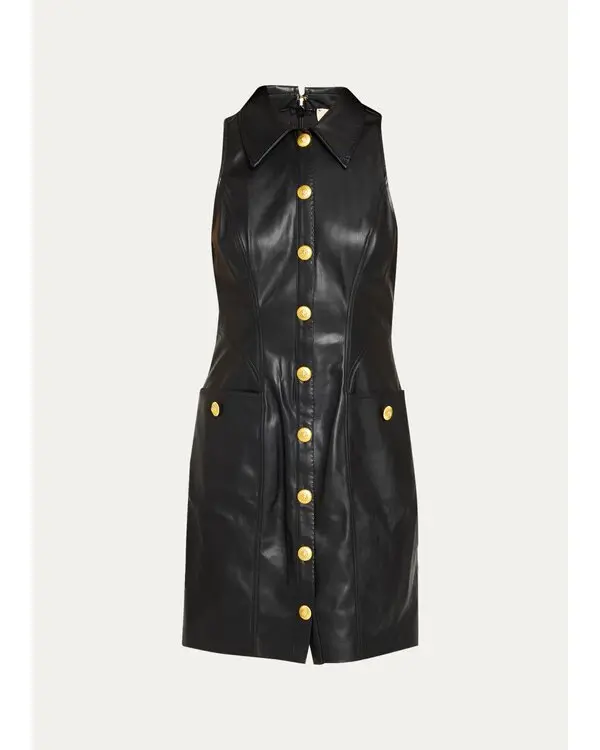 L'Agence Apolline Sleeveless Faux-leather Mini Dress