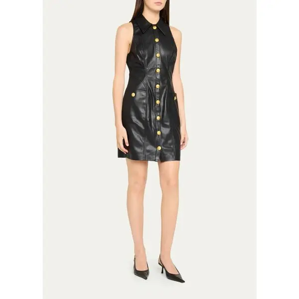 L'Agence Apolline Sleeveless Faux-leather Mini Dress