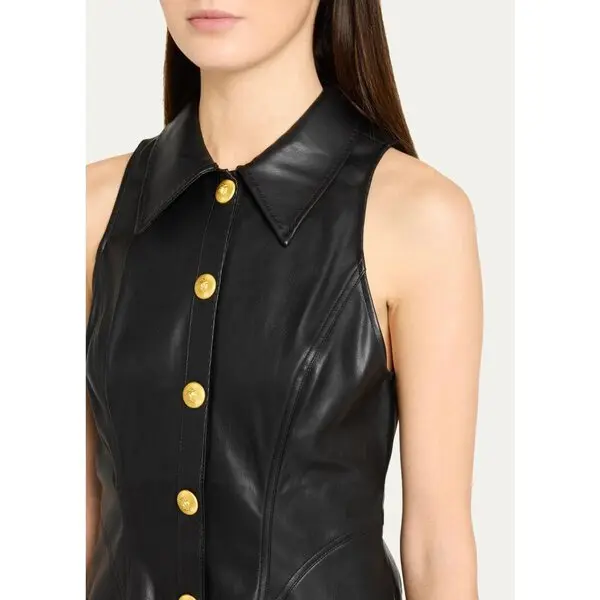 L'Agence Apolline Sleeveless Faux-leather Mini Dress
