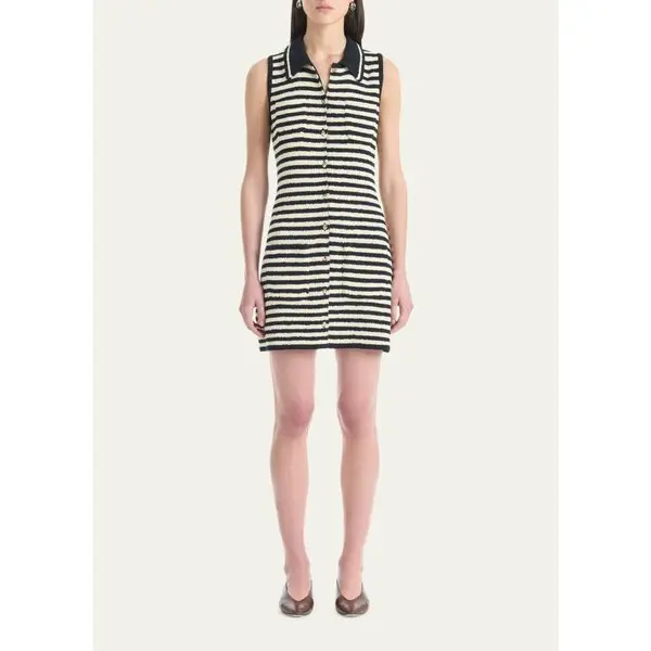 Altuzarra Mamie Striped Knit Button-front Mini Polo Dress