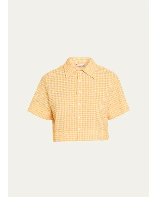 Simkhai Reeves Textured Gingham Camp Shirt