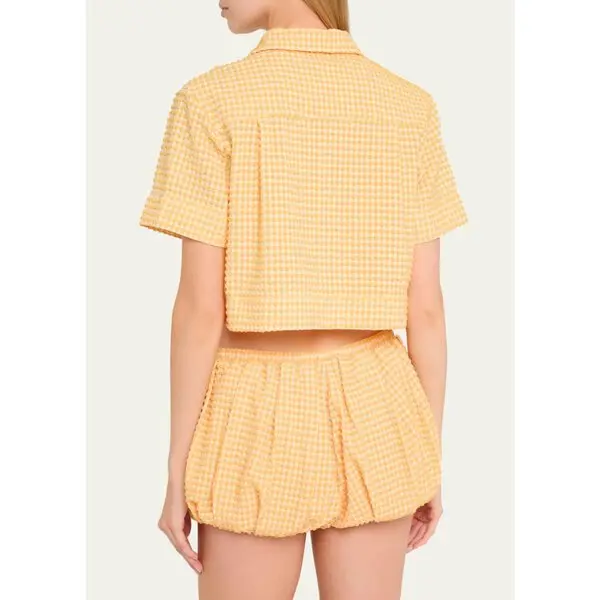 Simkhai Reeves Textured Gingham Camp Shirt