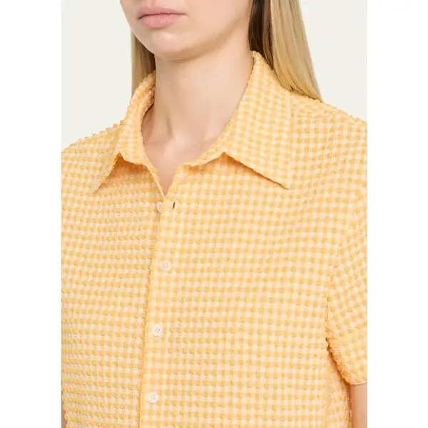 Simkhai Reeves Textured Gingham Camp Shirt