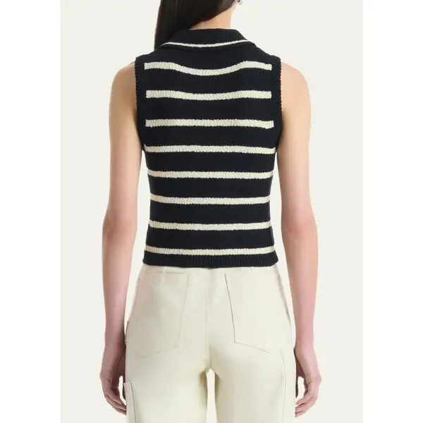 Altuzarra Elmer Striped Knit Sleeveless Polo Top