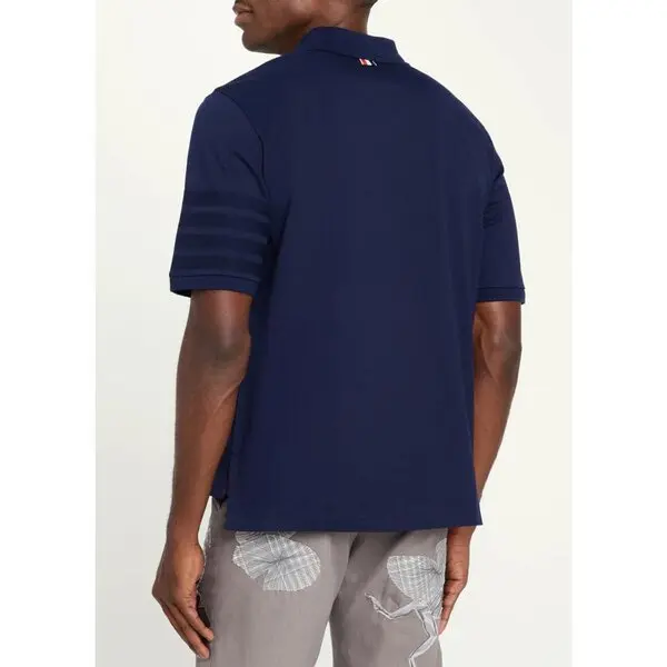 Thom Browne Cotton 4-bar Sleeve Name Applique Polo Shirt