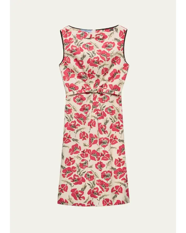 Prada Floral Soft Poplin Dress - Rosso