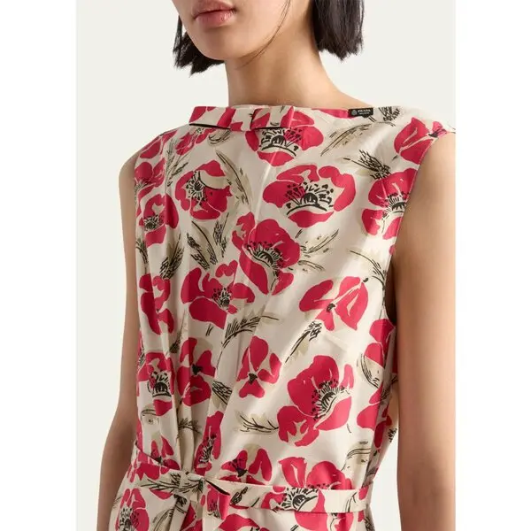 Prada Floral Soft Poplin Dress - Rosso