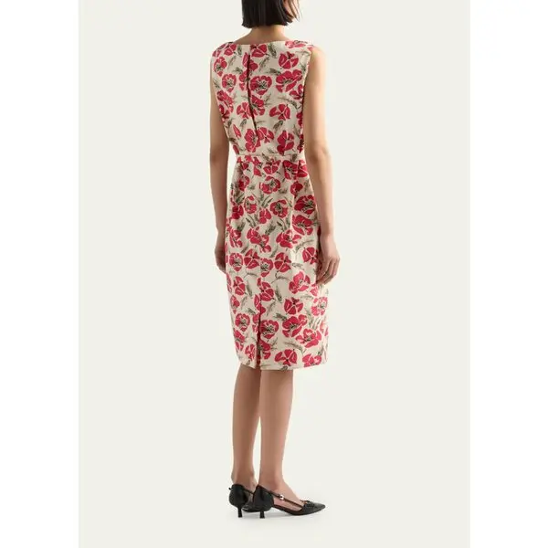 Prada Floral Soft Poplin Dress - Rosso