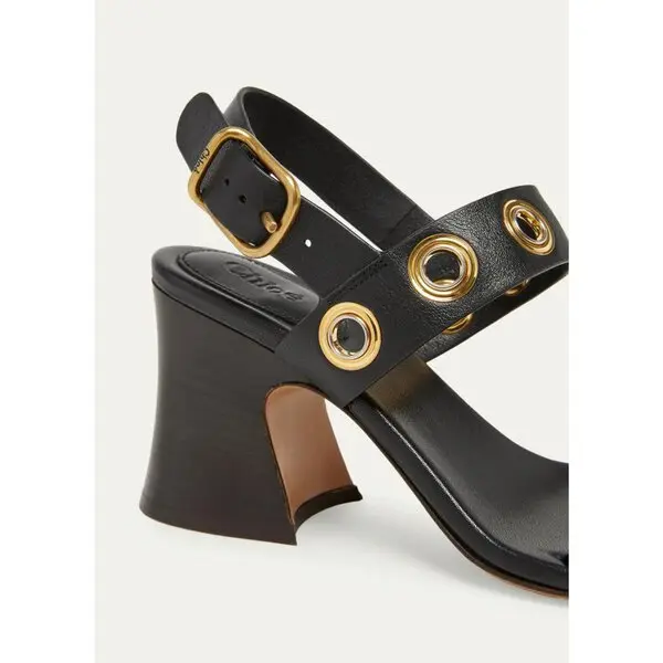 Chloé 75mm Janis Grommet Leather Slingback Sandals - Soft Ivory