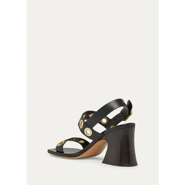 Chloé 75mm Janis Grommet Leather Slingback Sandals - Soft Ivory