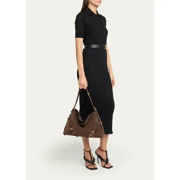 Givenchy Voyou Medium Slouchy Shoulder Bag In Suede