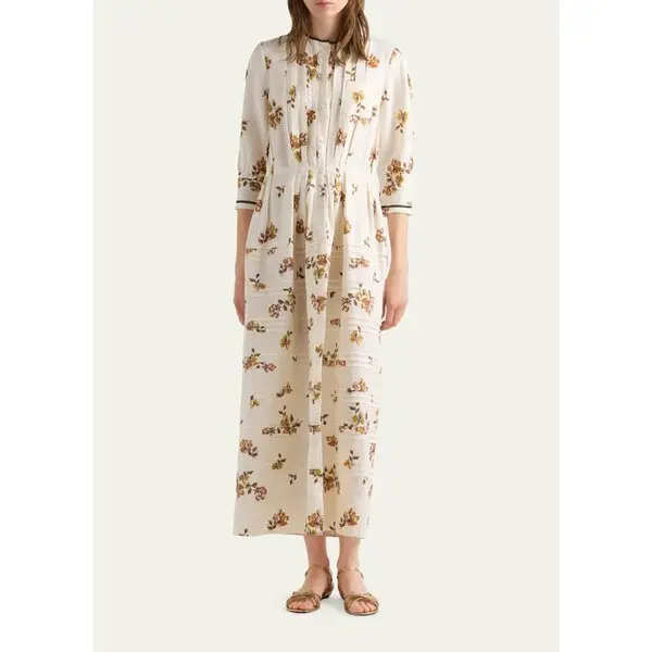 Prada Long Printed Linen Dress