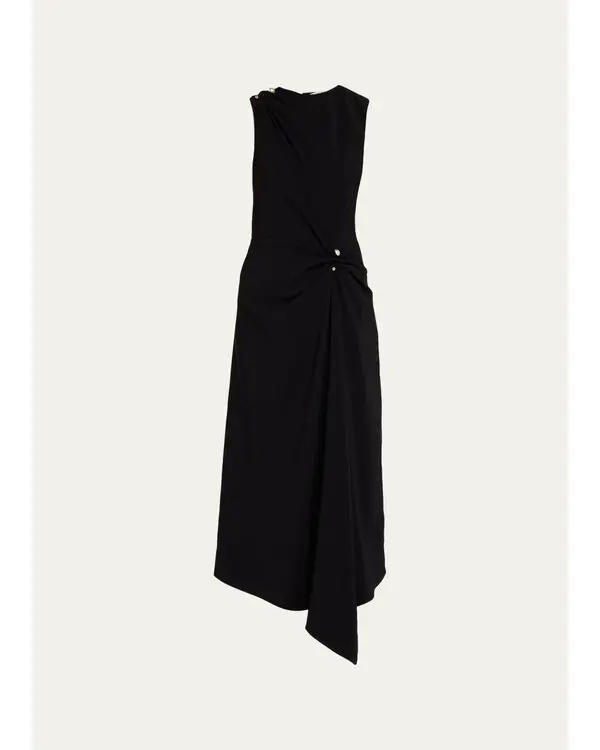 Veronica Beard Freja Asymmetric Draped Midi Dress - Black