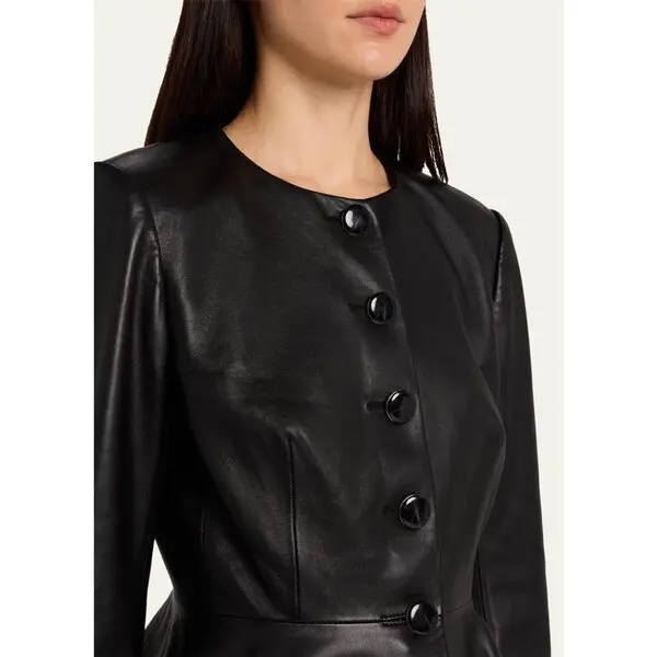Veronica Beard Quinn Leather Peplum Jacket