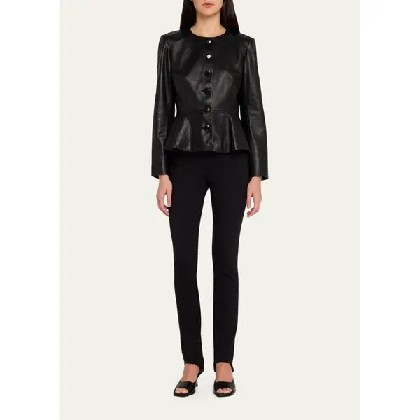 Veronica Beard Quinn Leather Peplum Jacket