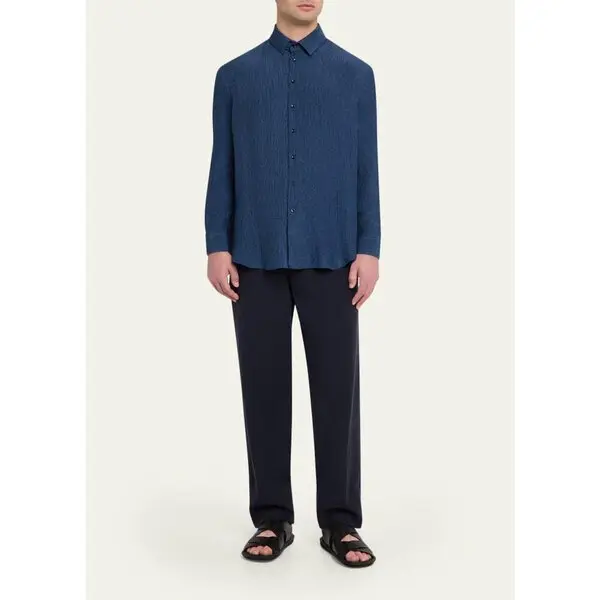 Giorgio Armani Single-pleat Linen Canvas Trousers