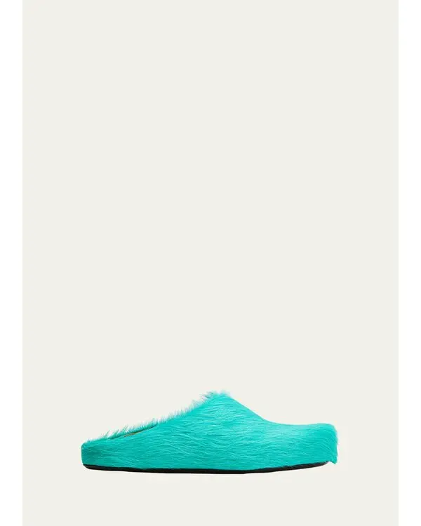 Marni Fussbett Calf Hair Sabot Mules - Iris/blue