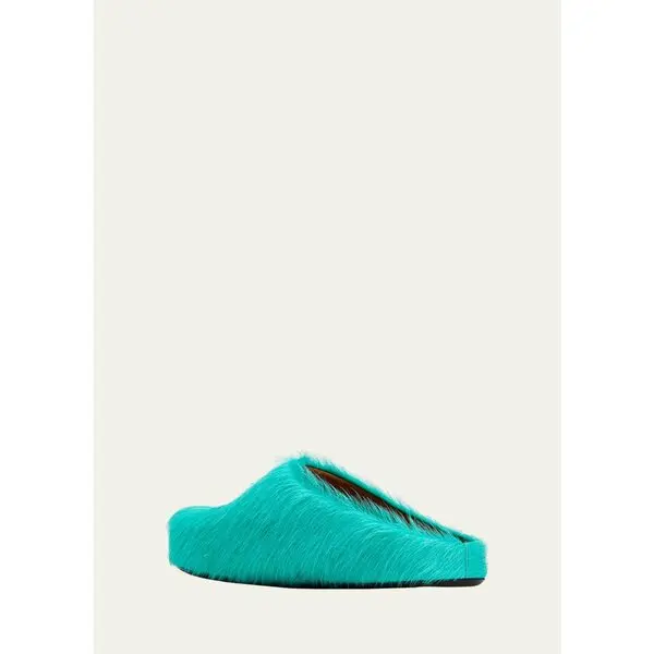 Marni Fussbett Calf Hair Sabot Mules - Iris/blue