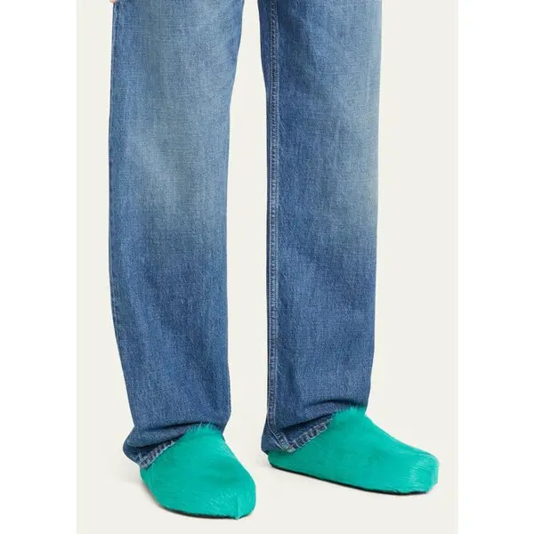 Marni Fussbett Calf Hair Sabot Mules - Iris/blue